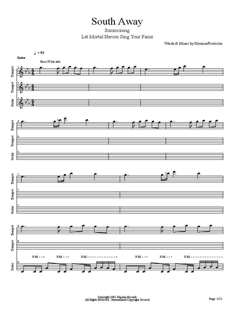 Summoning - South Away | PDF | Musical Instruments | Brass Instruments