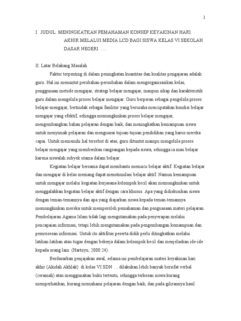 Contoh Proposal PTK Pai | PDF