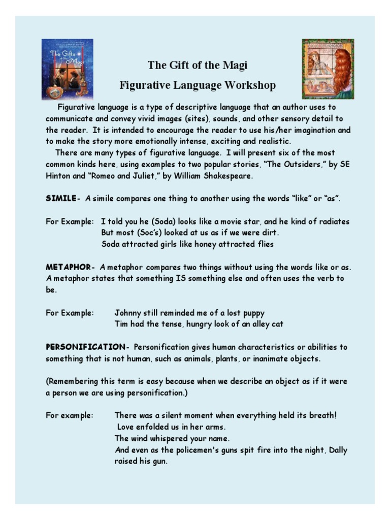 The Gift of The Magi Figurative Language Workshop - Student | PDF ...