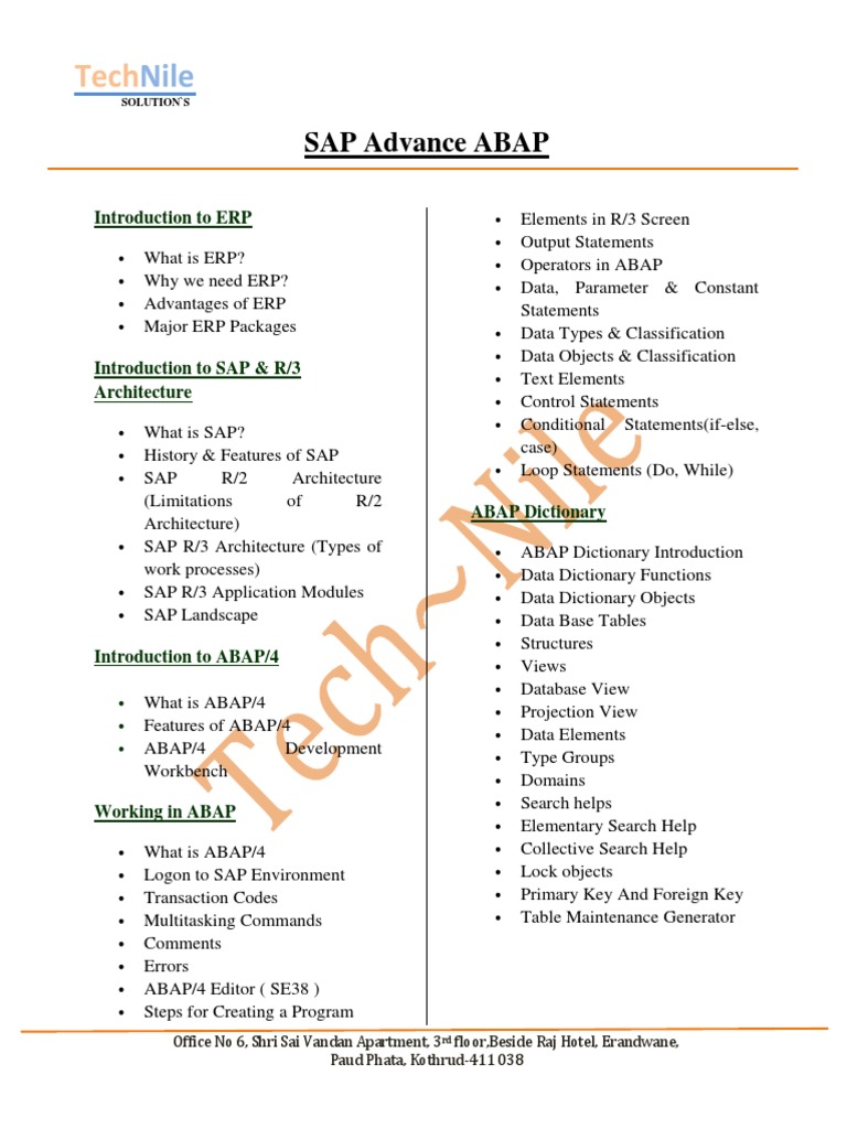 SAP Advance ABAP: Introduction To ERP | PDF | Software Design | Data ...
