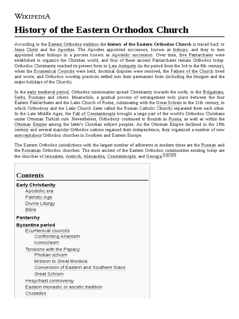 History of The Eastern Orthodox Church | PDF | Eastern Orthodox Church ...