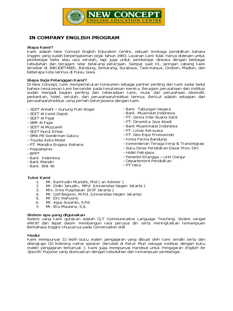 Proposal Lampiran English For School | PDF