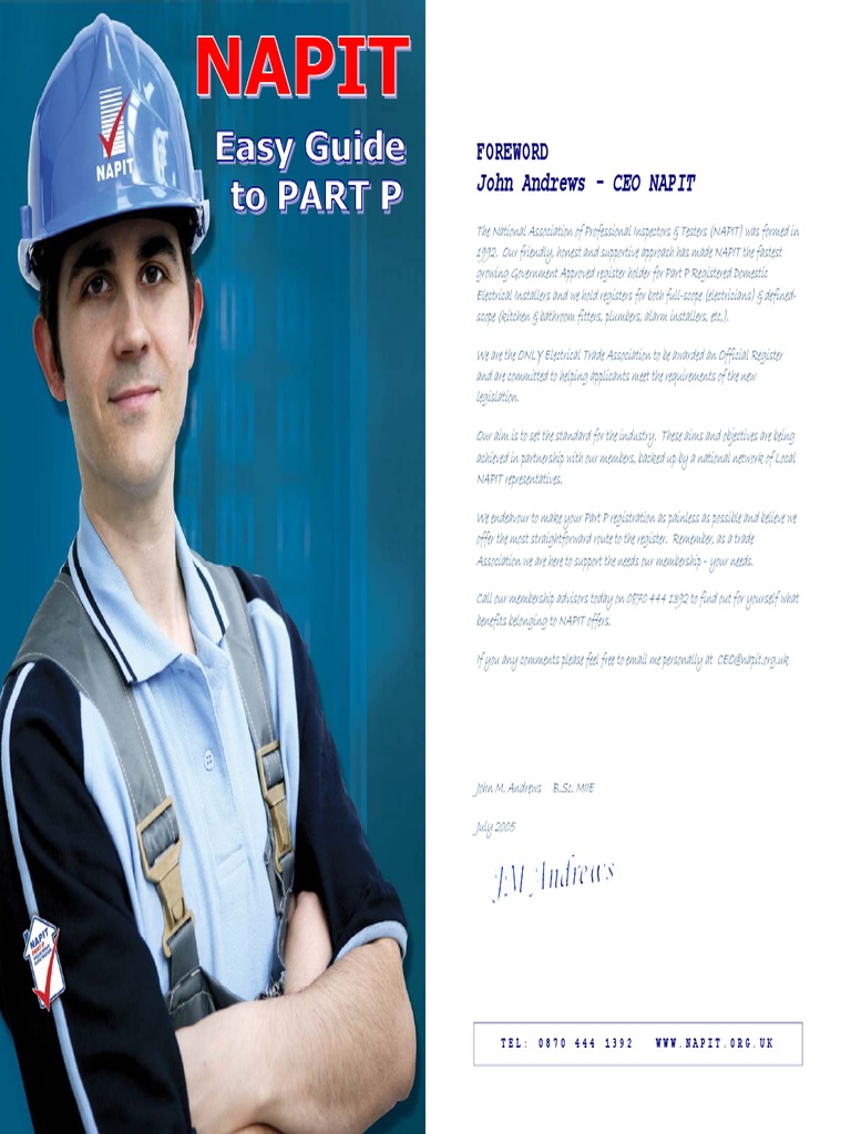 John Andrews - CEO NAPIT: Foreword | PDF | Electrician | Business