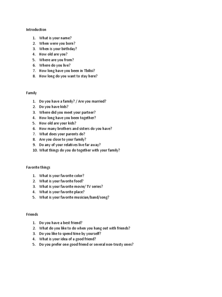 A2 Speaking Questions | PDF | Foods