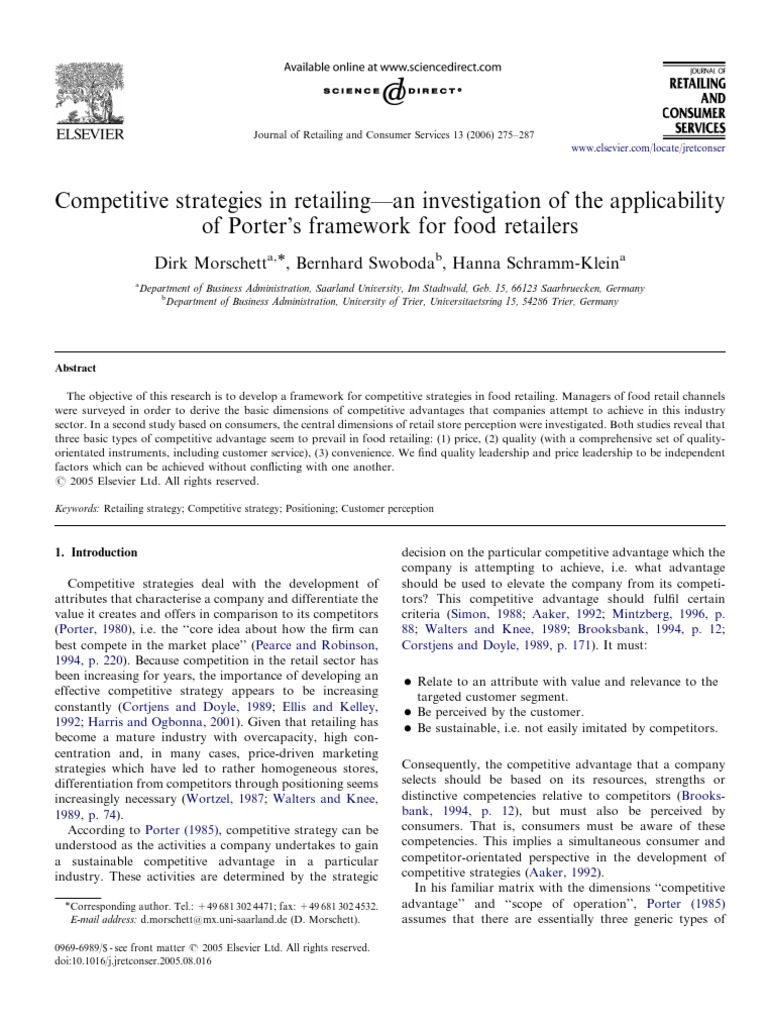 Competitive Strategies in Food Retail | PDF | Competitive Advantage ...