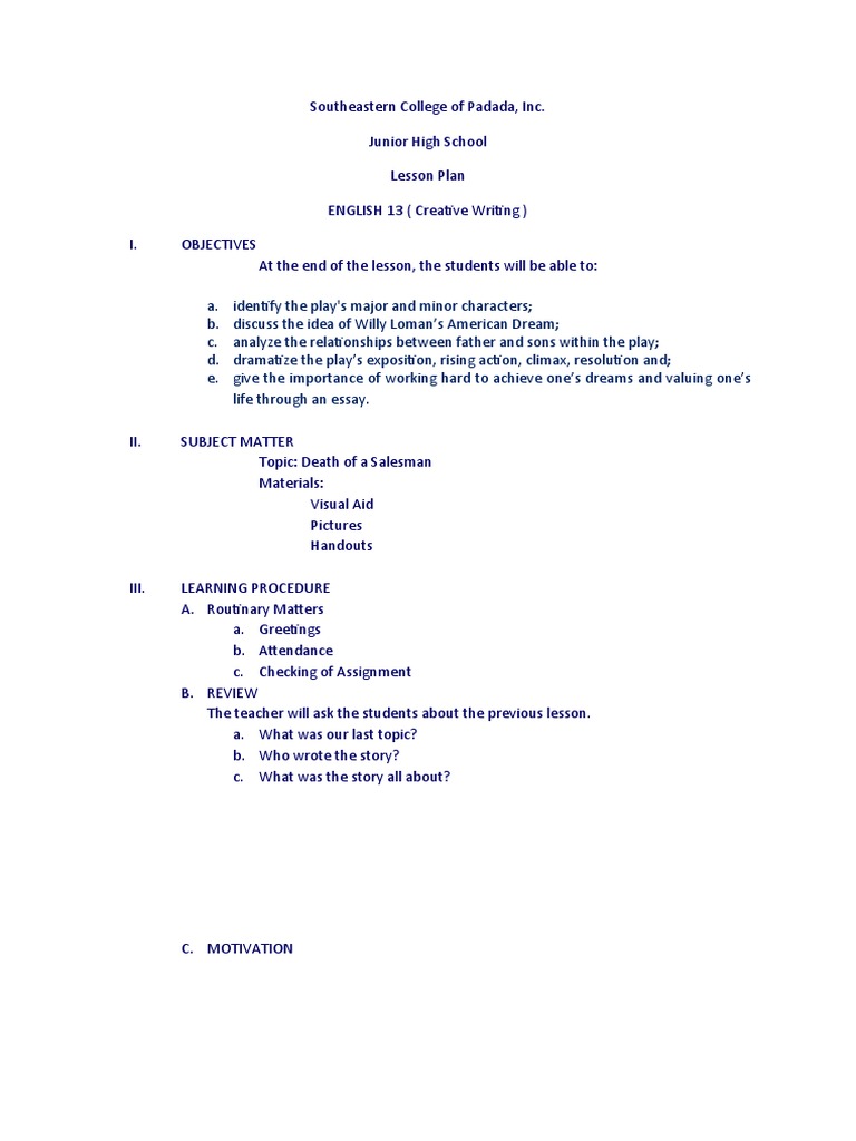 Lesson Plan in American Dreams | PDF | General Fiction