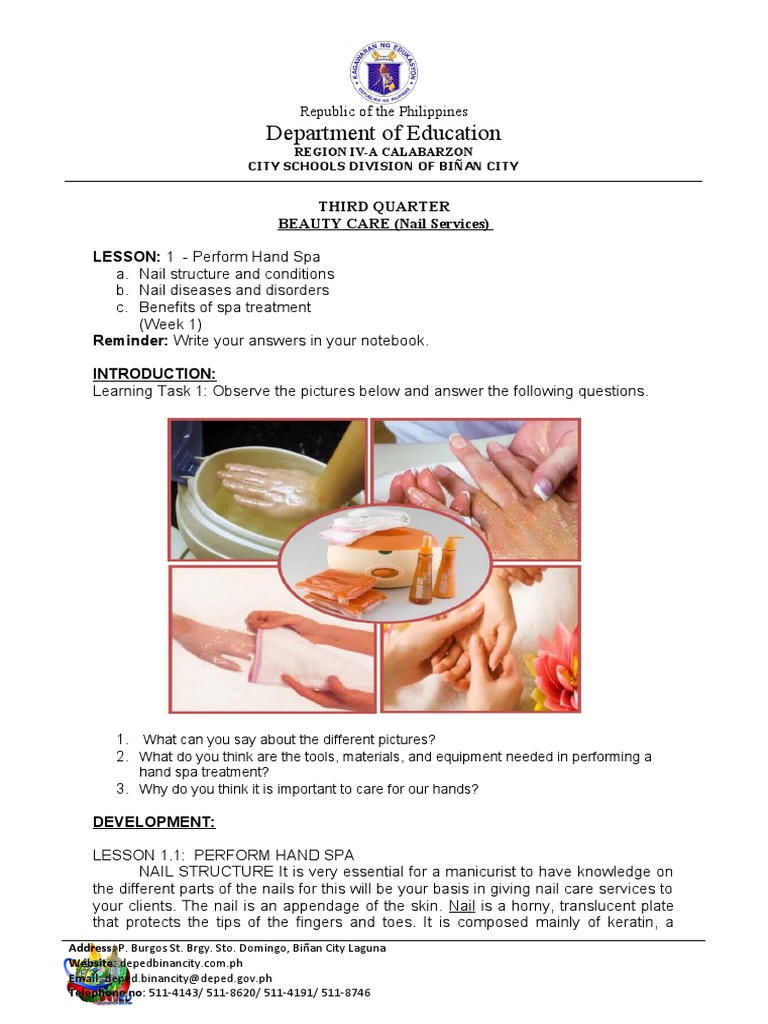 Week 1-WORKSHEET IN BEAUTY CARE (Nail Services) | PDF | Nail (Anatomy ...