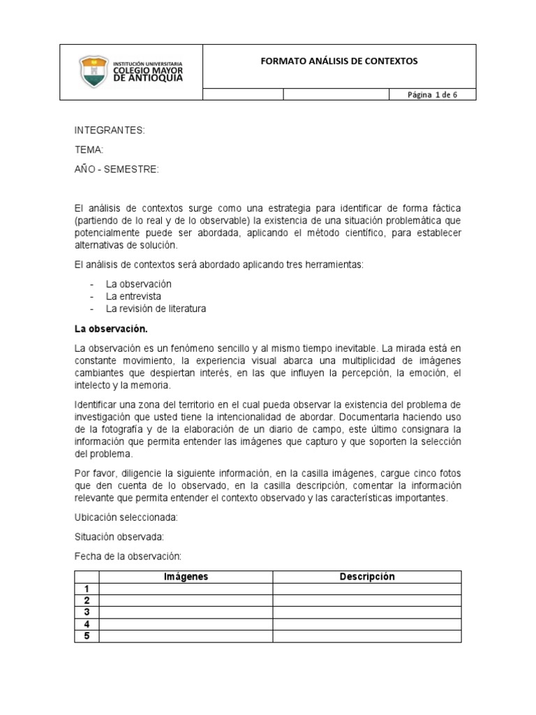 Formato Análisis de Contextos | PDF | Imagen | Conocimiento