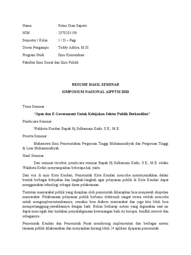 Tugas Resume Seminar | PDF