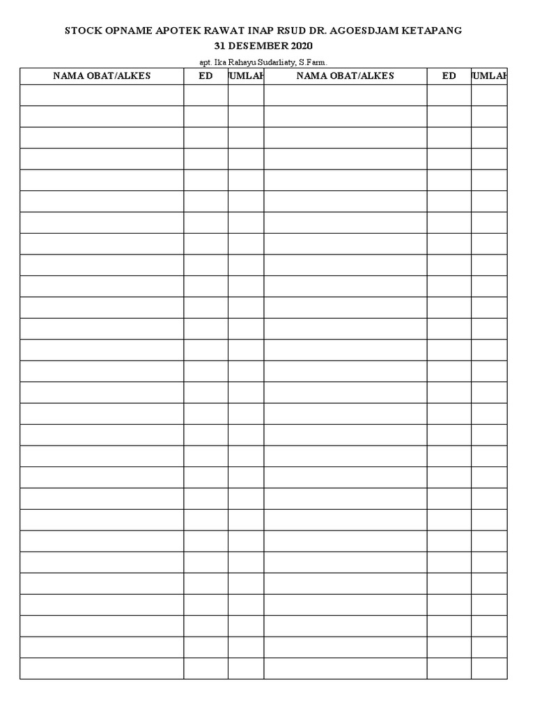 Form Stok Opname | Download Free PDF | Pharmacology | Drugs