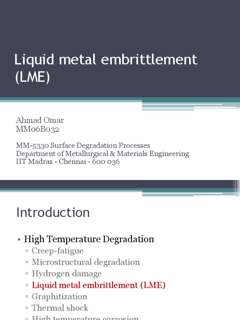 Liquid Metal Embrittlement (LME) | PDF | Building Materials | Sets Of ...
