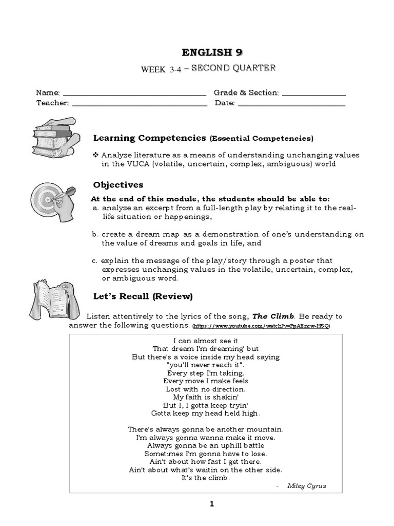 English 9 Quarter 2 Weeks 3-4 | PDF
