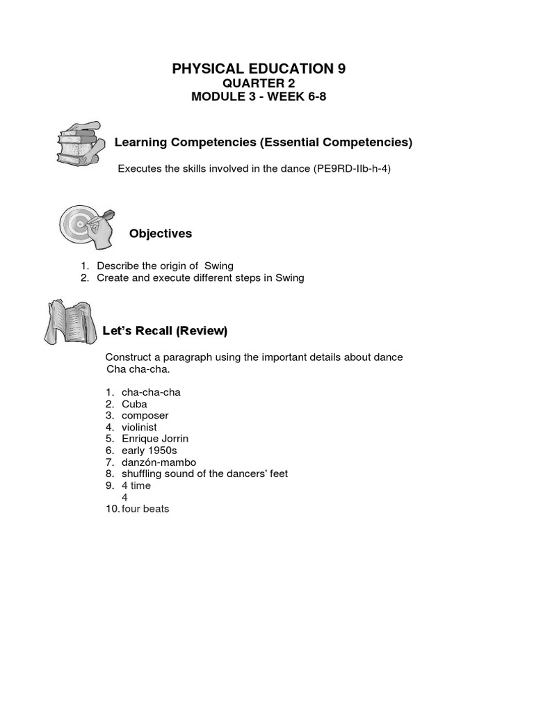Physical Education 9: Quarter 2 Module 3 - Week 6-8 | PDF | Dances ...