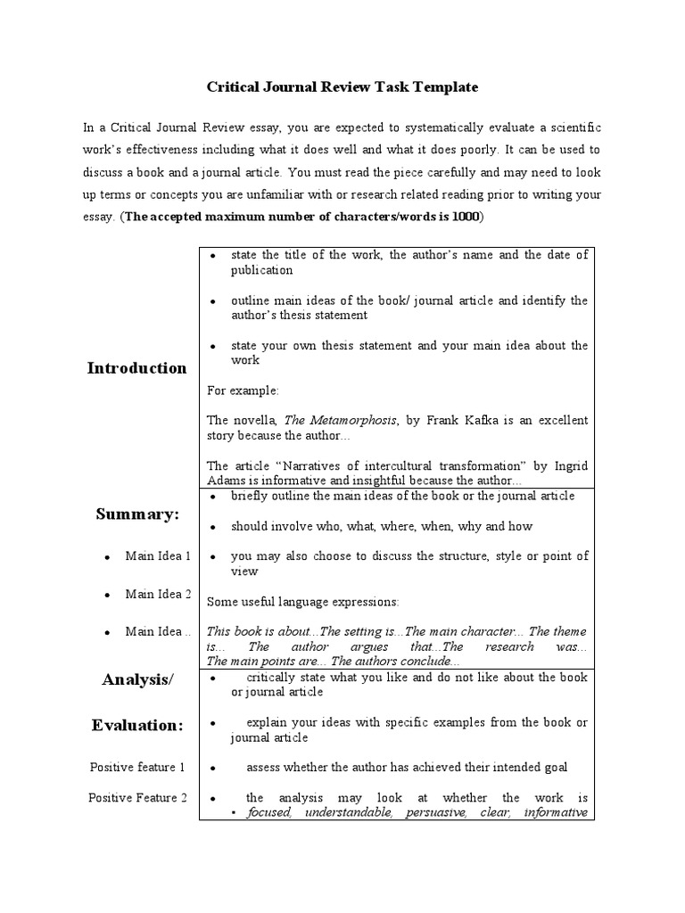 A Template for Critically Reviewing Scientific Works: Guidance on ...