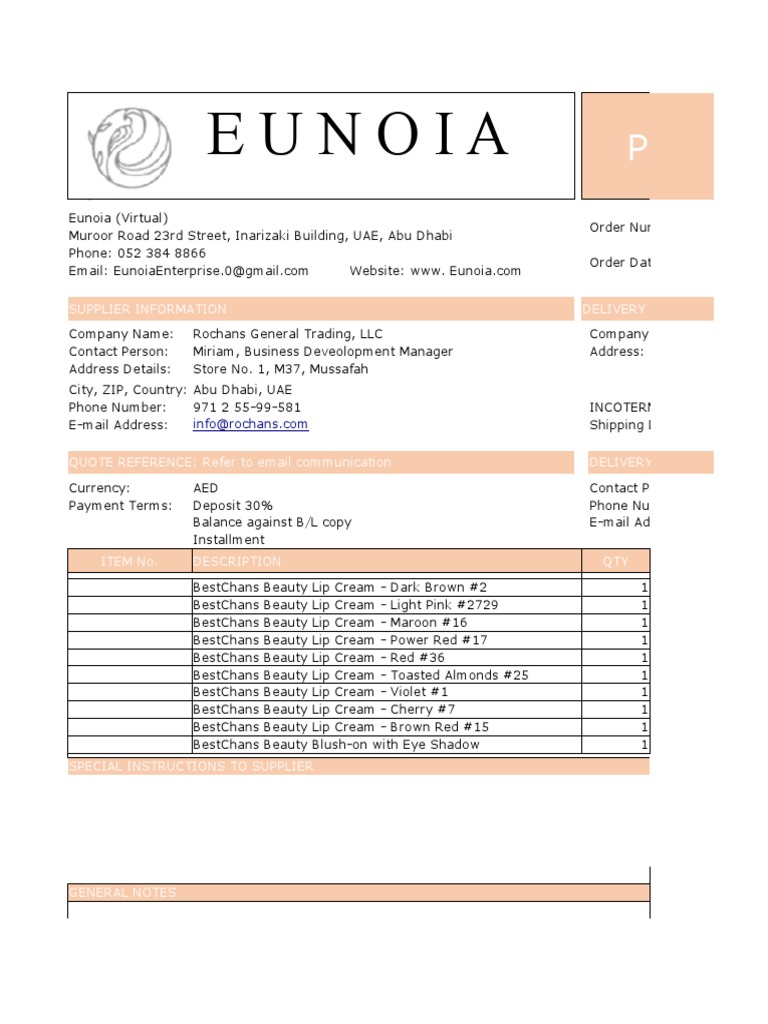 Purchase Order | PDF | Service Industries | Payments
