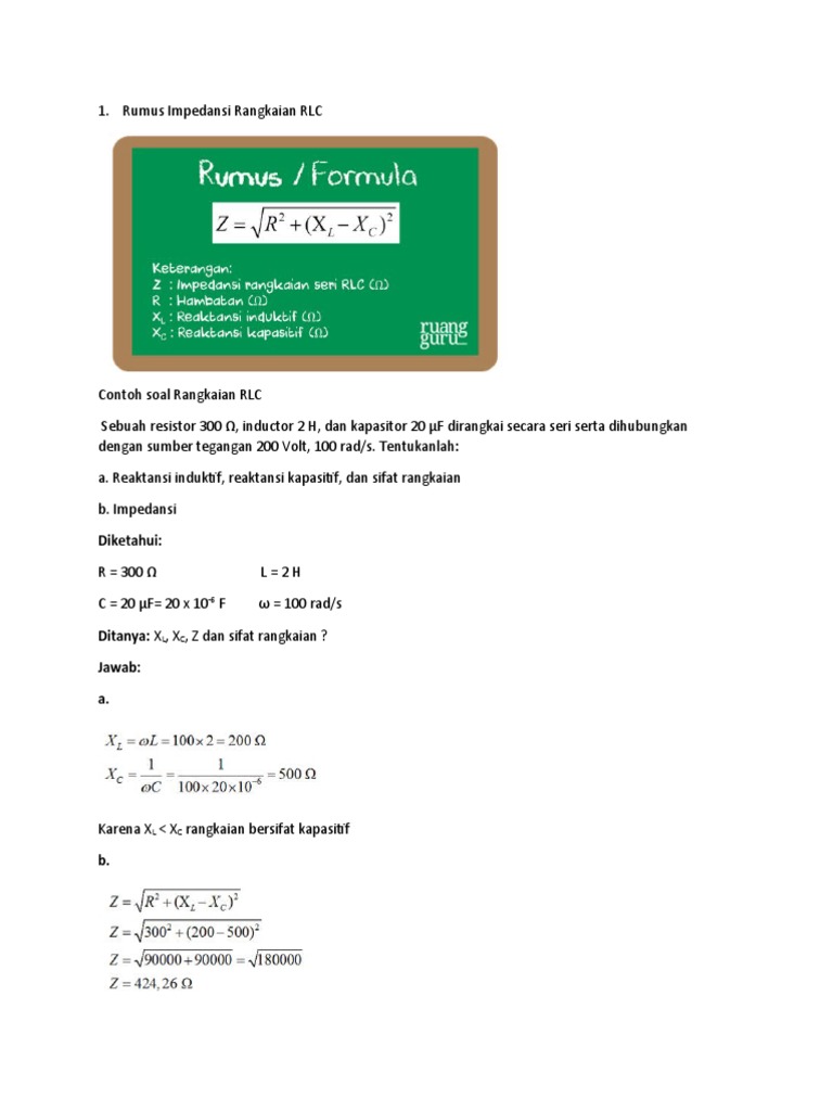 [DOKUMEN]: 1. "[Rumus dan Contoh Soal Impedansi Rangkaian RLC]" 2. "[Grafik Arus dan Tegangan ...