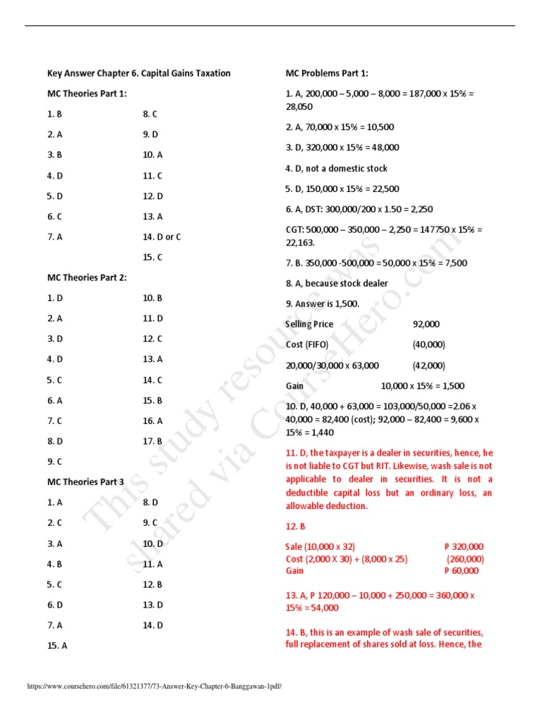 This Study Resource Was: Key Answer Chapter 6. Capital Gains Taxation ...