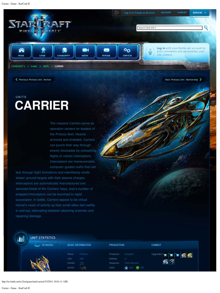 Carrier-Unit Description - Game - StarCraft II | Blizzard Entertainment ...