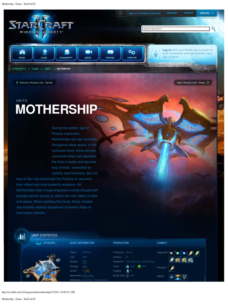 Mothership-Unit Description - Game - StarCraft II | PDF | Blizzard ...