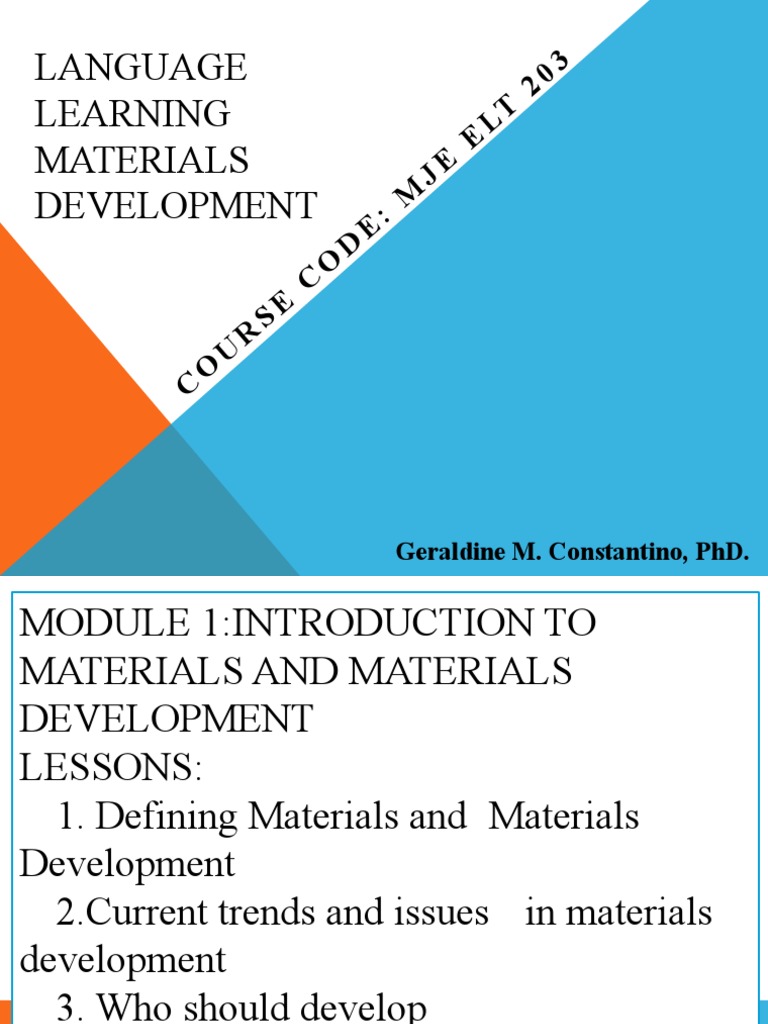 LLMD Module1-Intro To Materials Development | PDF | Language ...
