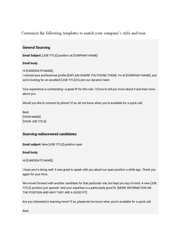 Essential Email Templates Collection | PDF | Interview | Business