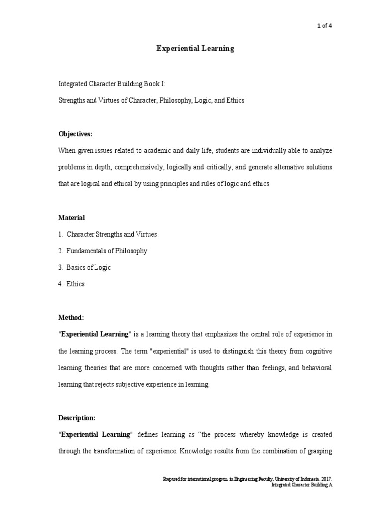 Experiential Learning | PDF | Learning Styles | Learning Theory (Education)