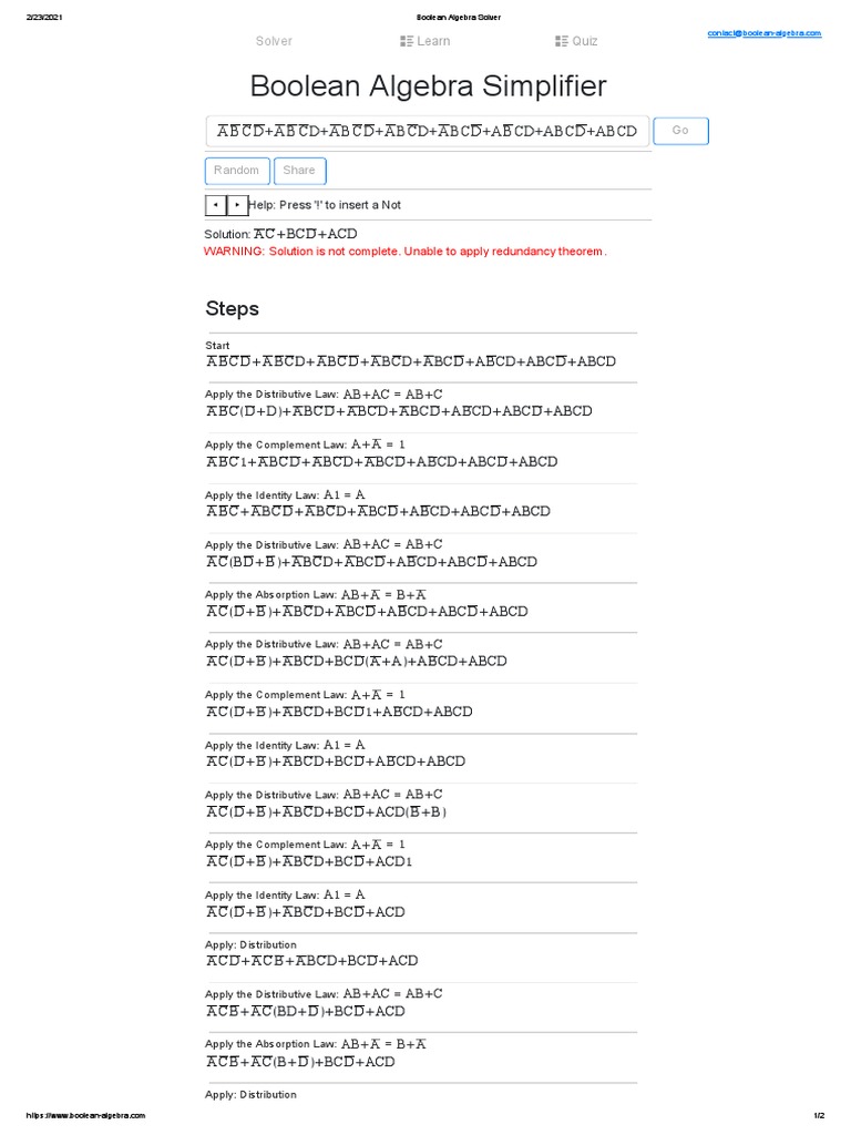 Boolean Algebra Solver | PDF | Logic | Boolean Algebra