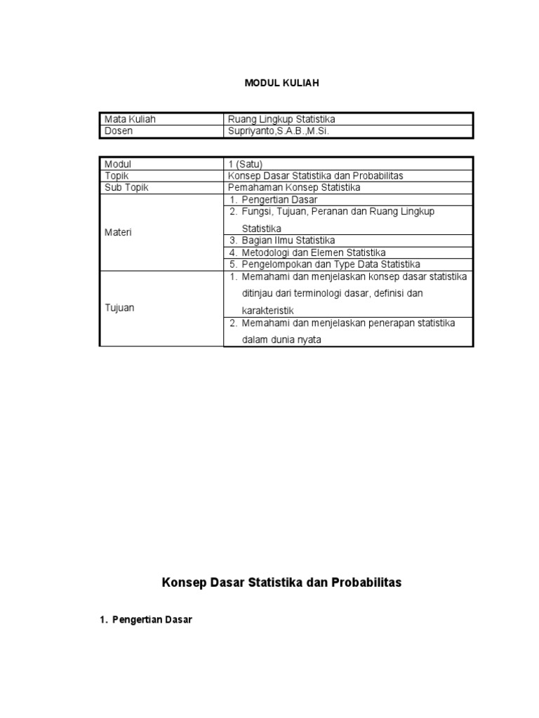 Modul Ruang Lingkup Statistika Part 2 | PDF