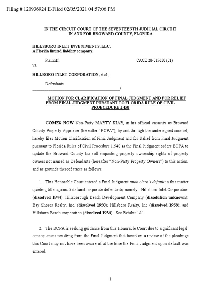 Motion For Clarification - (Reopen Case) | PDF | Lawsuit | Judgment (Law)