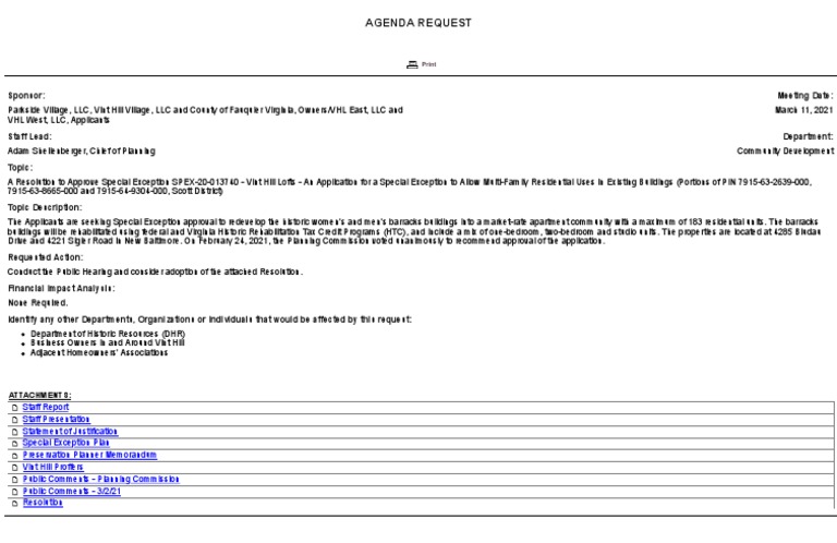 Vint Hill Lofts Special Exception Permit Documents | PDF | The United ...