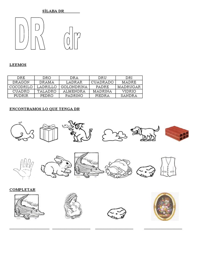 Actividades con sílabas trabadas DR | PDF | Relaciones personales ...