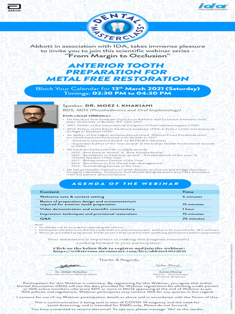 Master Class Invitation | PDF | Prosthodontics | Dentistry