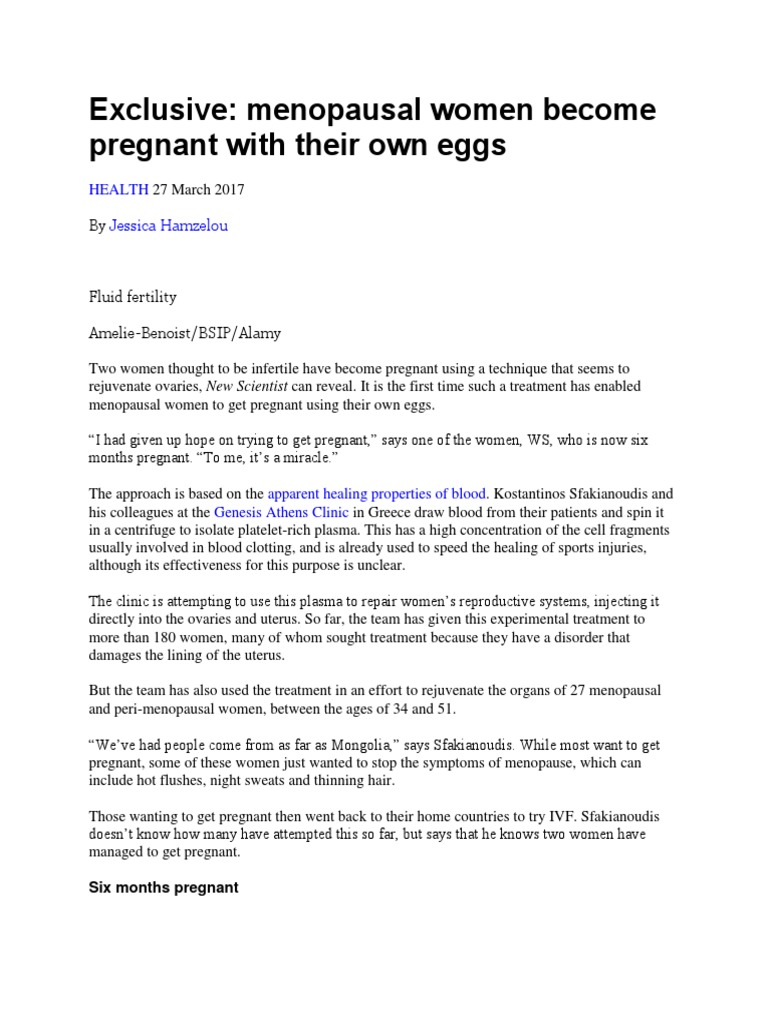 HAving A Baby After Menopause | PDF | In Vitro Fertilisation | Menopause