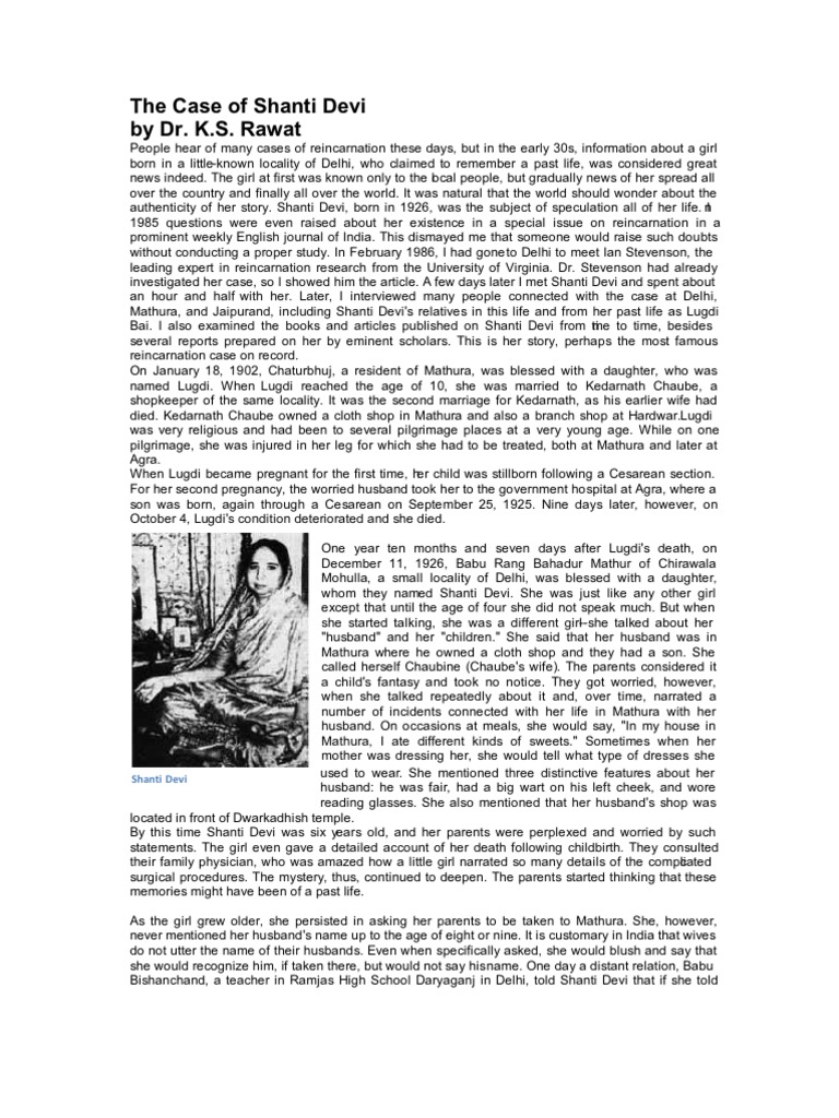 The Case of Shanti Devi | PDF