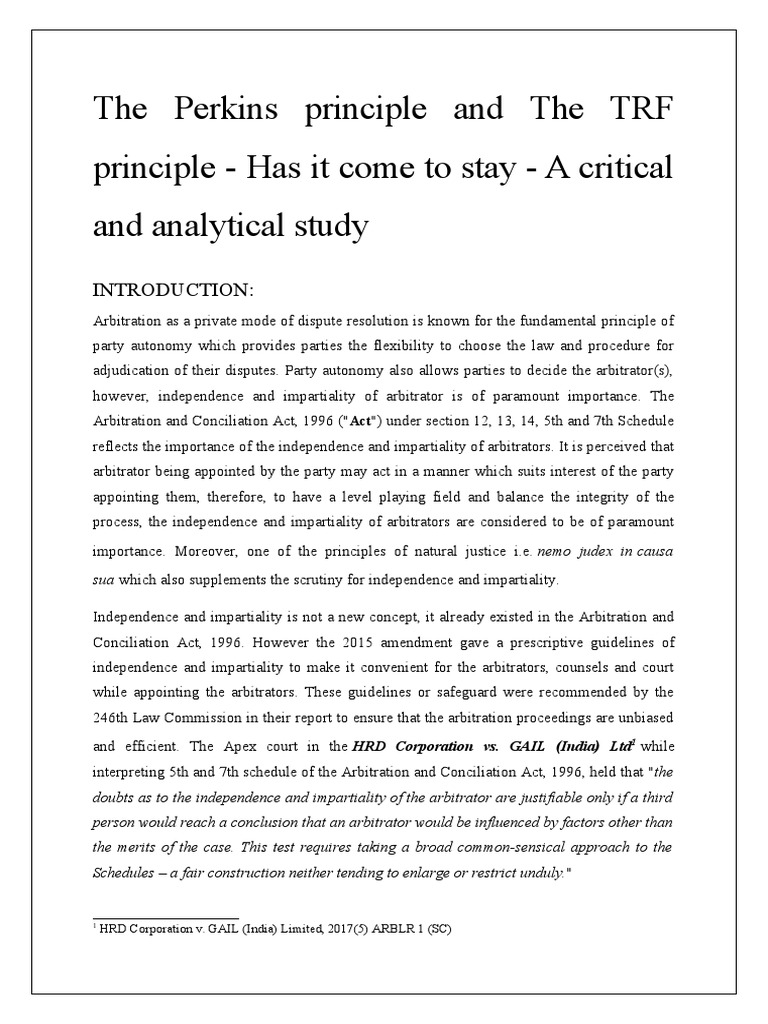 The Perkins Principle and The TRF Principle | PDF | Arbitration ...
