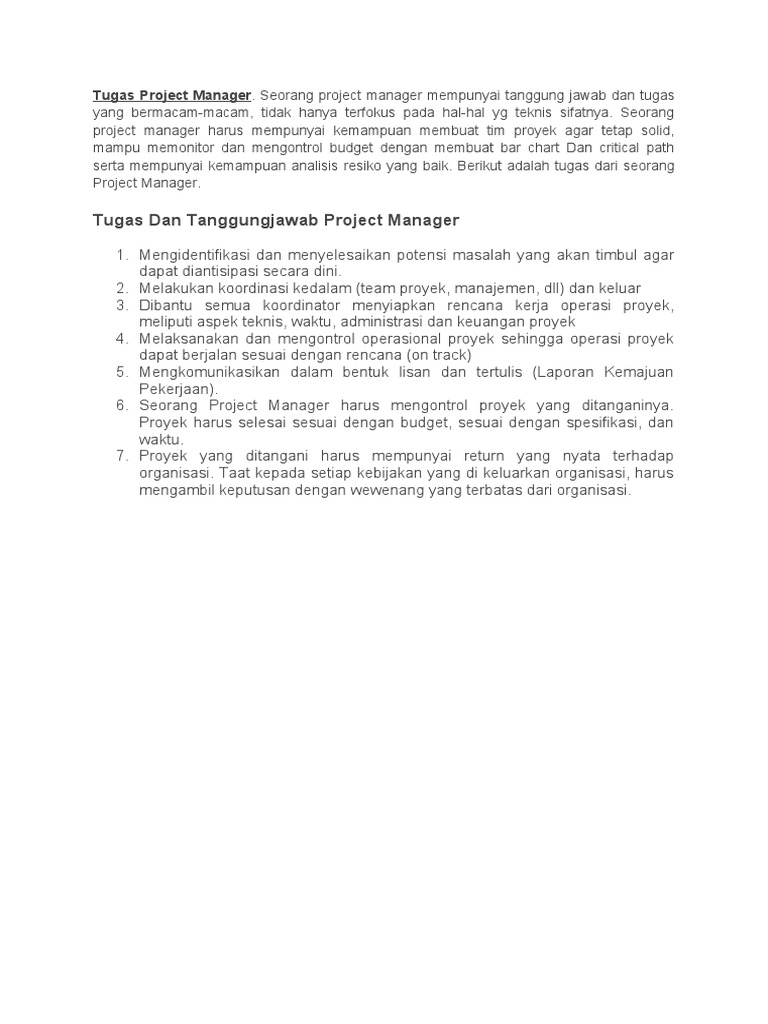 Tugas Project Manager | PDF