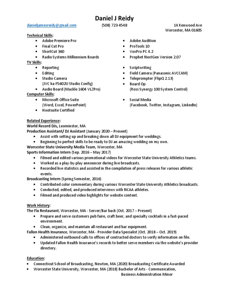 Daniel Reidy Resume | Download Free PDF | Computing | Software