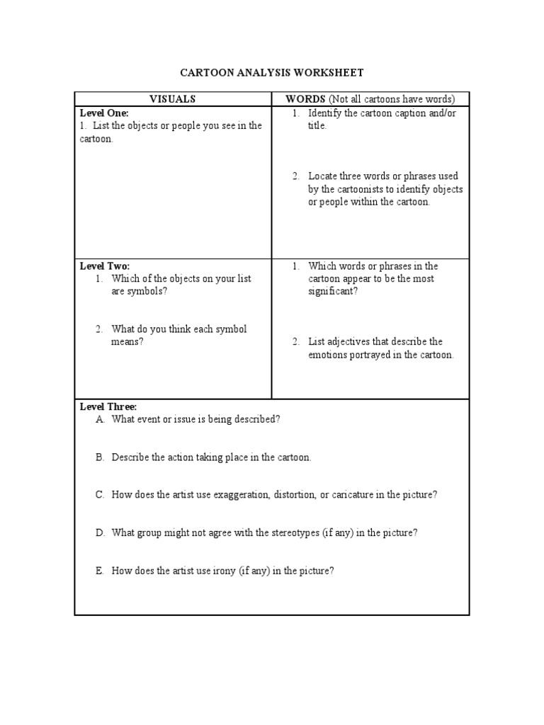 Analyze Political Cartoons Worksheet Forelection Scrapbook | PDF ...