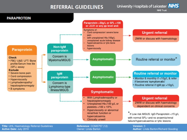 Haematology Referral Guidlines-Paraprotein | PDF | Multiple Myeloma ...
