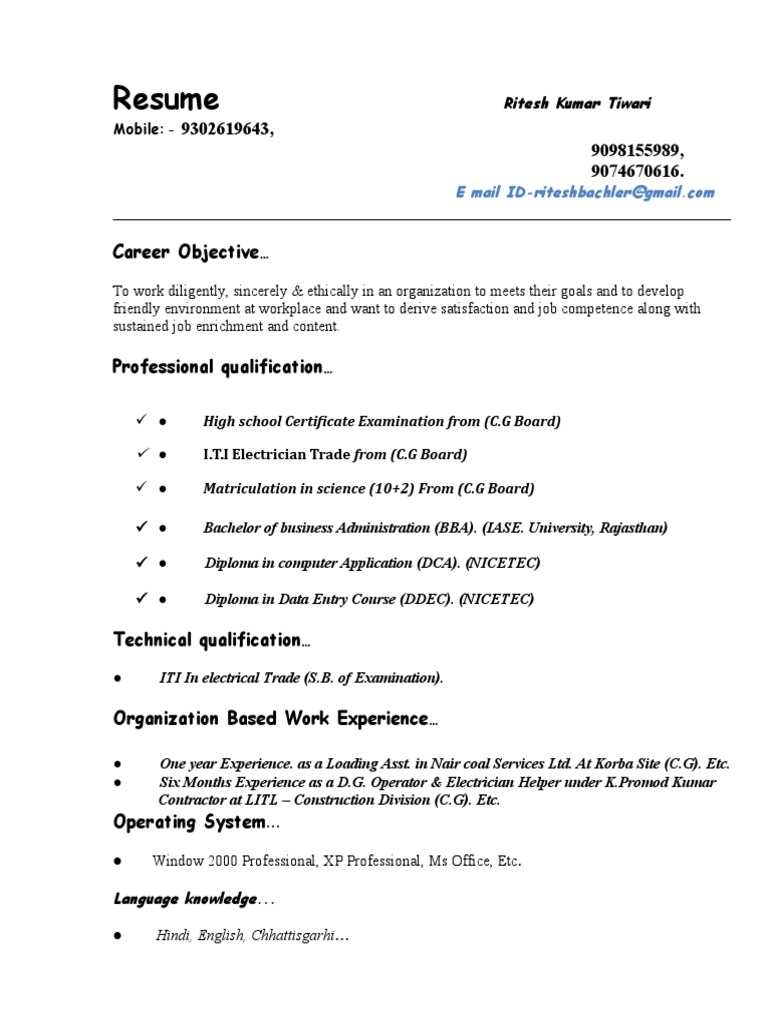 Ritesh Kumar Tiwari Resume | PDF | Computing