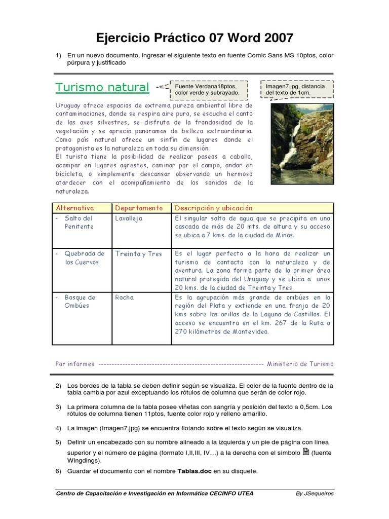 Ejercicio Practico 7 Word | PDF | Turismo y Ocio | Turismo