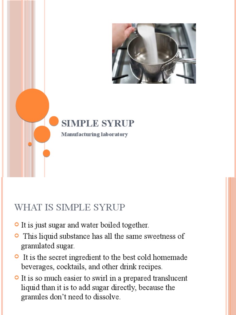 Simple Syrup: Manufacturing Laboratory | PDF