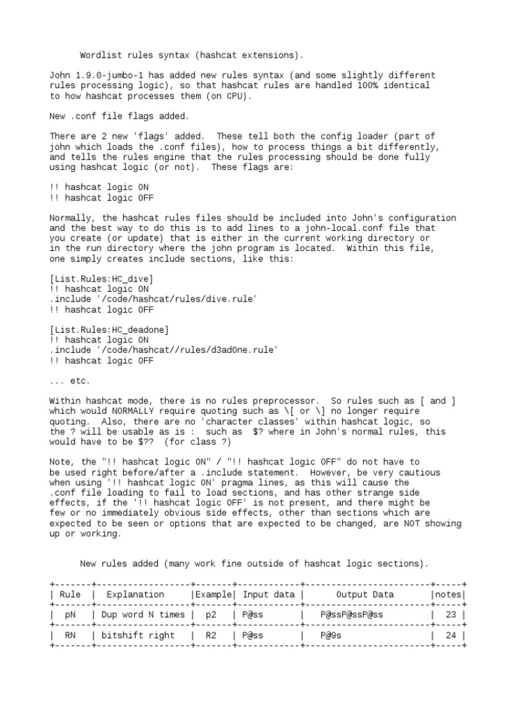 RULES Hashcat | PDF | Computer Hardware | Software Engineering