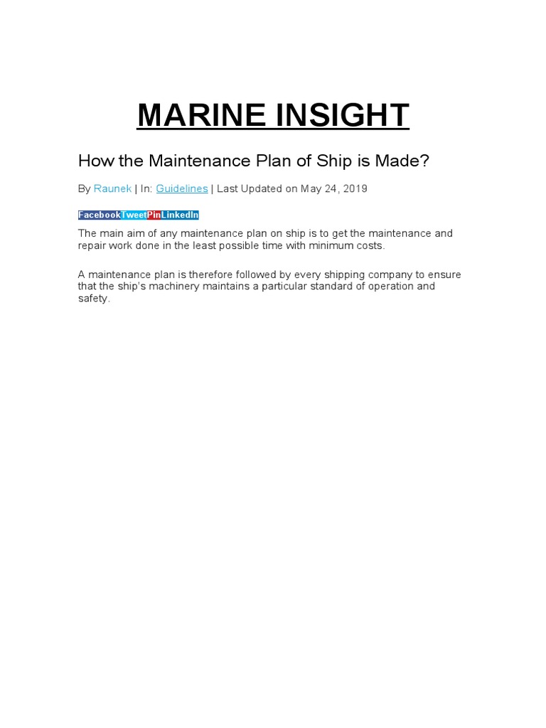 How The Maintenance Plan of Ship Is Made | PDF | Specification ...