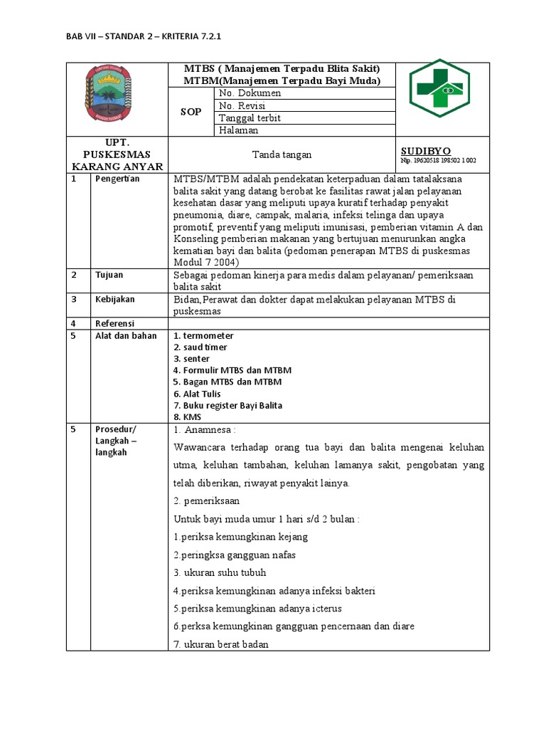 Sop Mtbs Dan MTBM | PDF