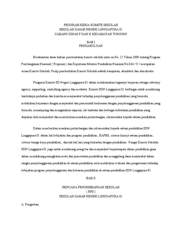 Program Kerja Komite Sekolah | PDF
