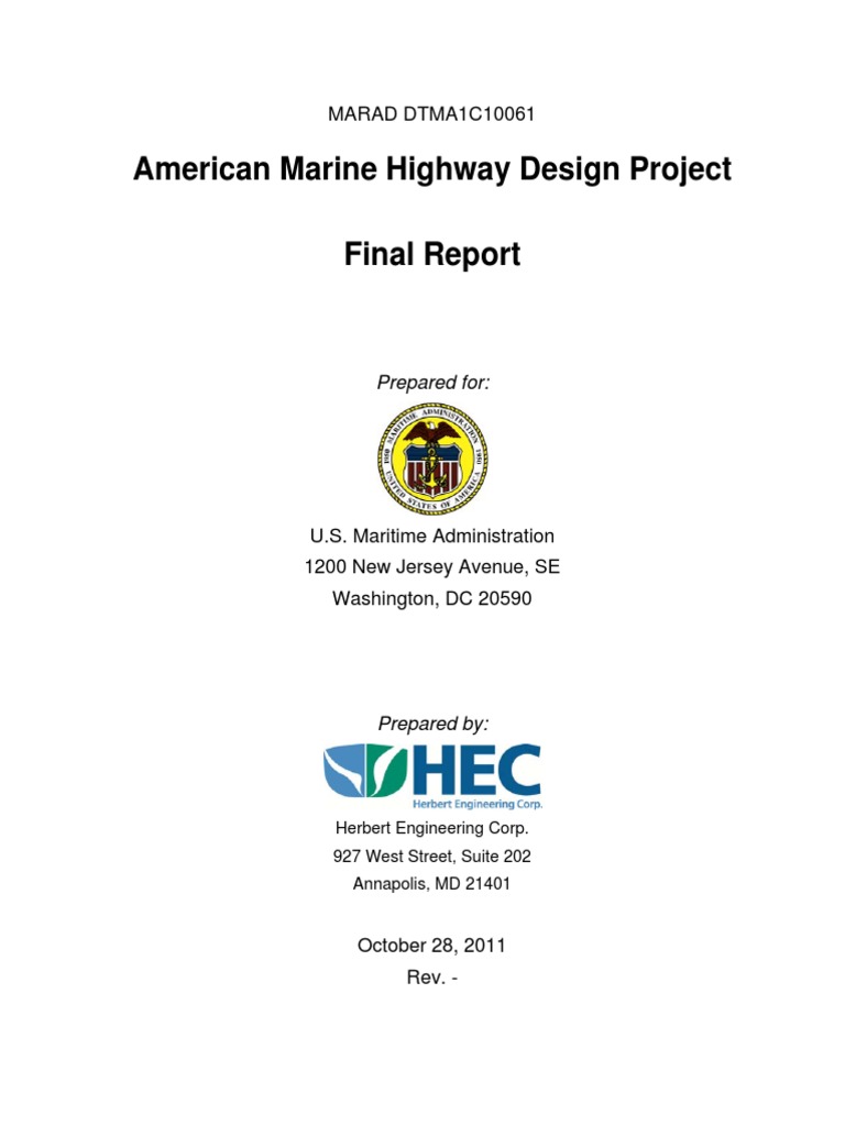 American Marine Highway Design Project Final Report: MARAD DTMA1C10061 ...