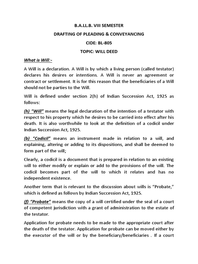 Will Drafting Essentials in India | PDF | Will And Testament | Probate