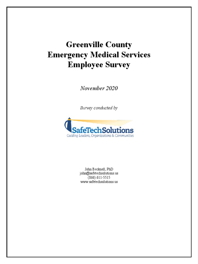 Greenville County EMS Employee Survey 2020 | PDF | Emergency Medical ...