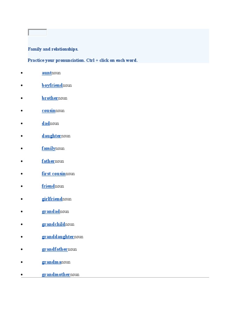 Family Members Pronunciation Guide | PDF